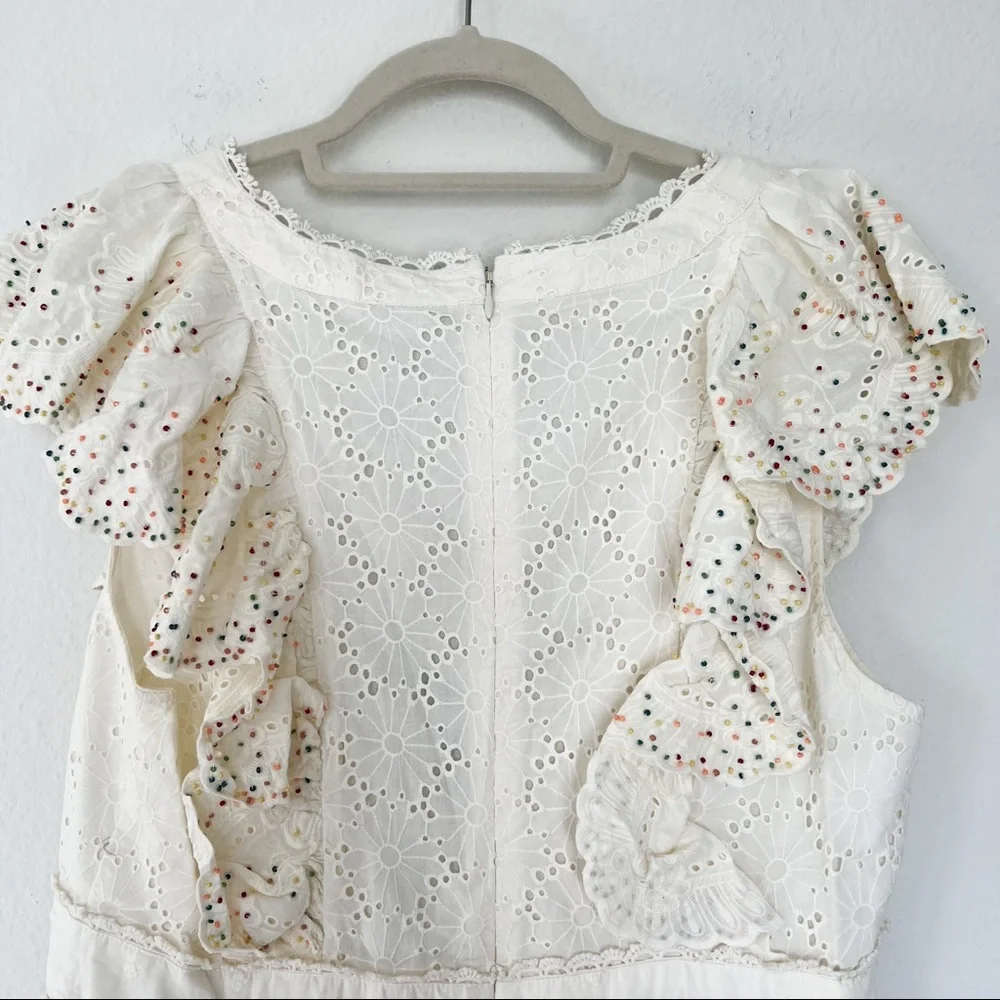 FARM Rio | Dresses | Anthropologie Farm Rio Beaded Eyelet Mini Dress ...